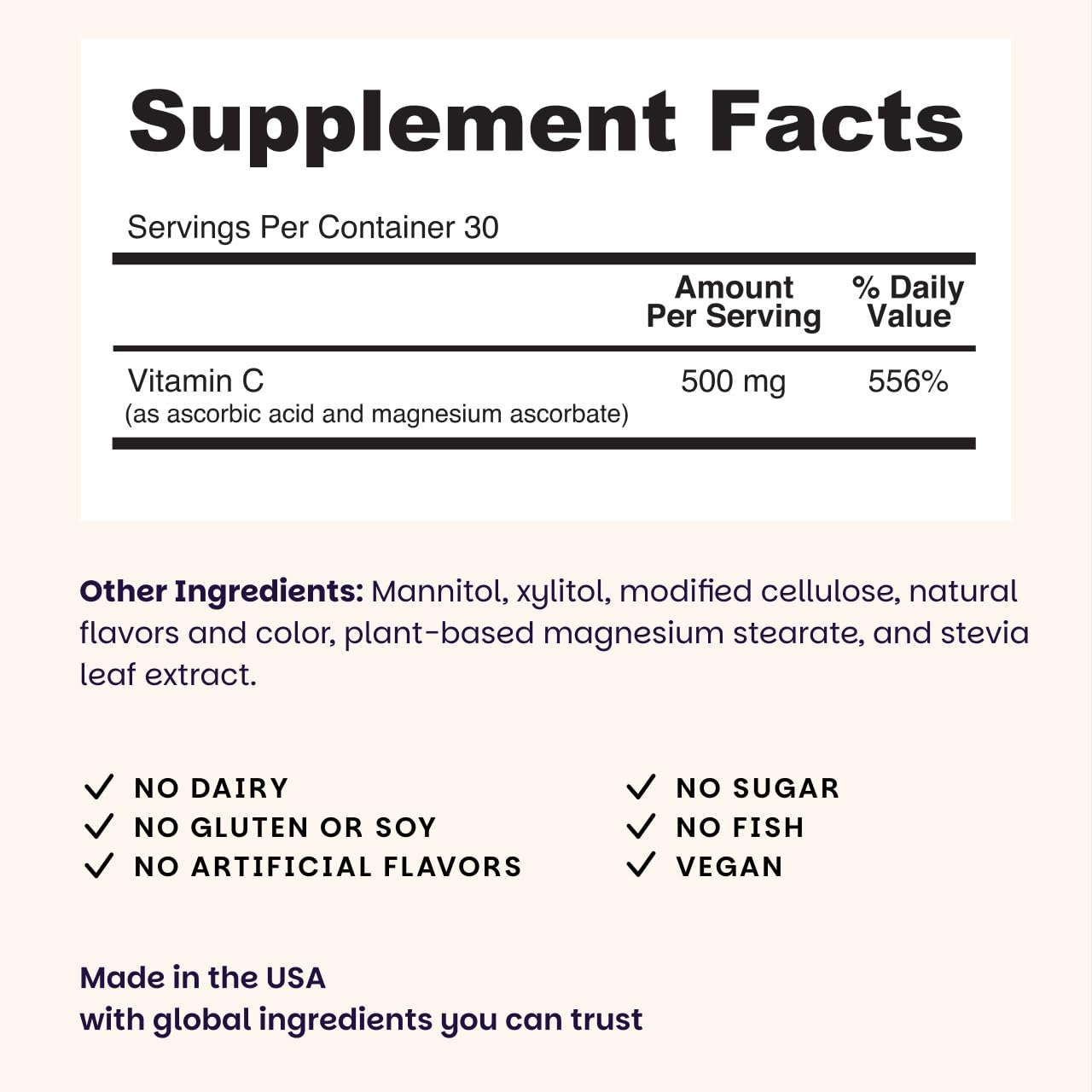 500 mg vitamin C supplement