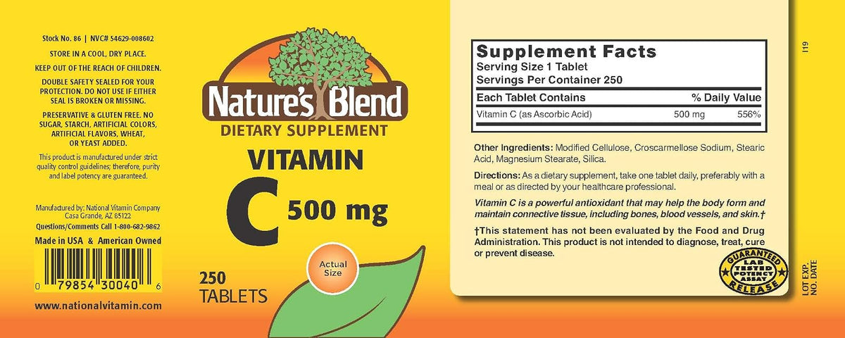 500 mg Vitamin C tablets for immunity