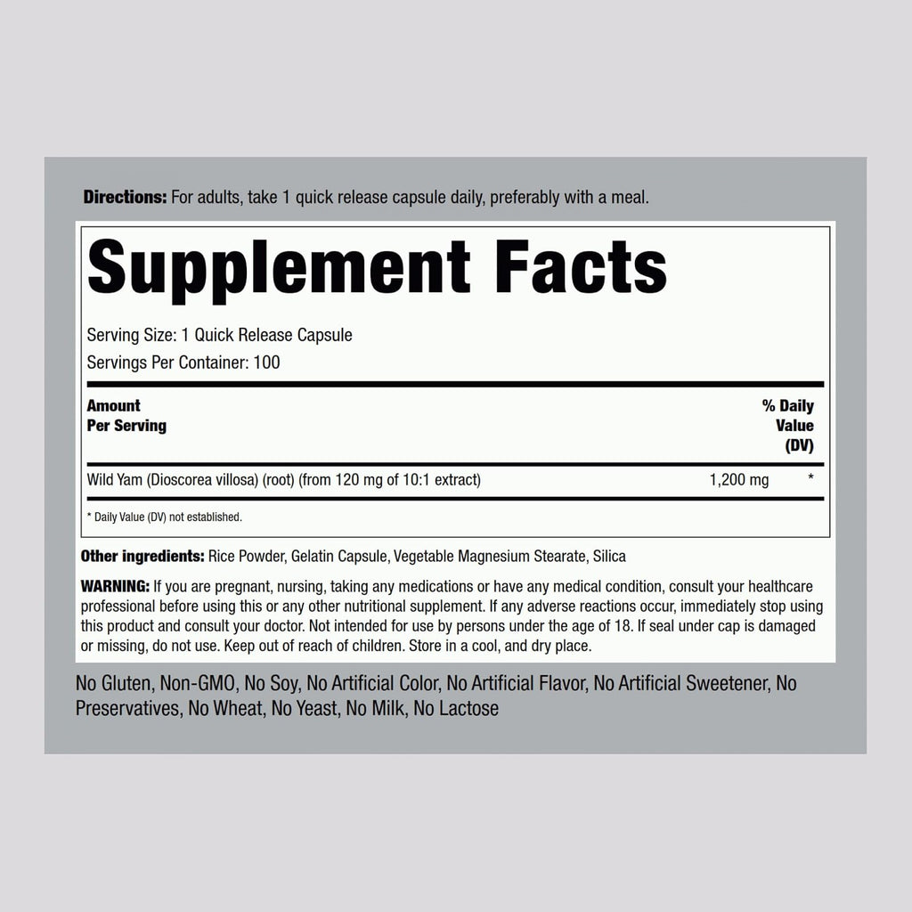 500 mg Wild Yam Root benefits