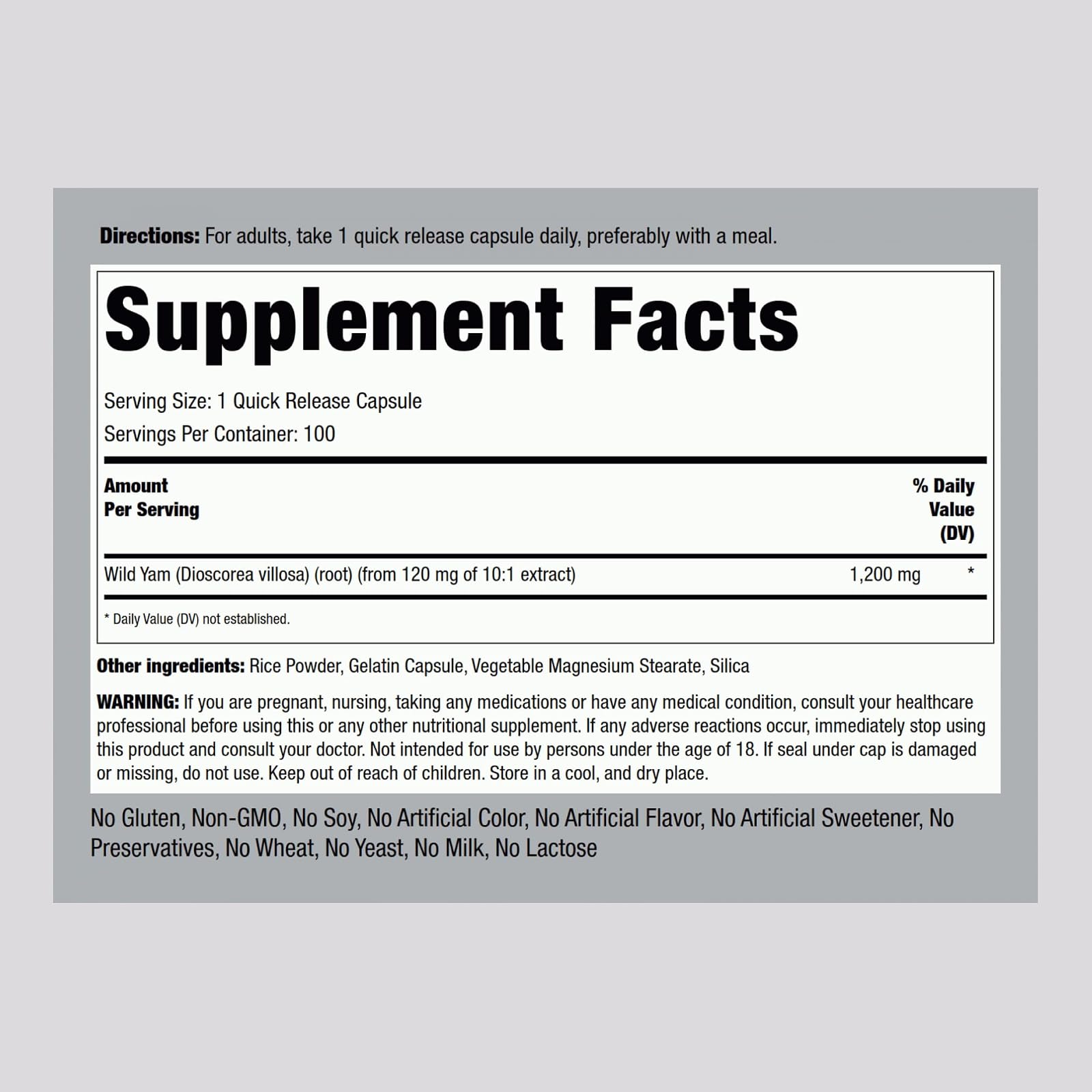 500 mg Wild Yam Root benefits