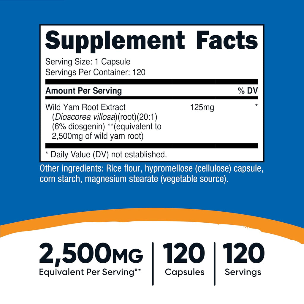 500 mg Wild Yam supplement benefits