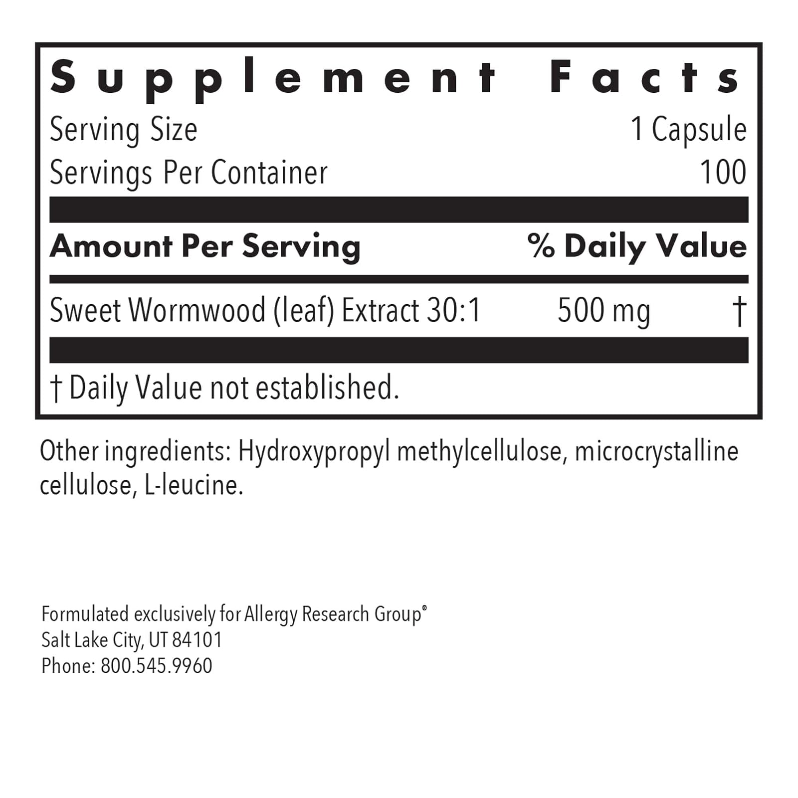 500 mg wormwood extract capsules