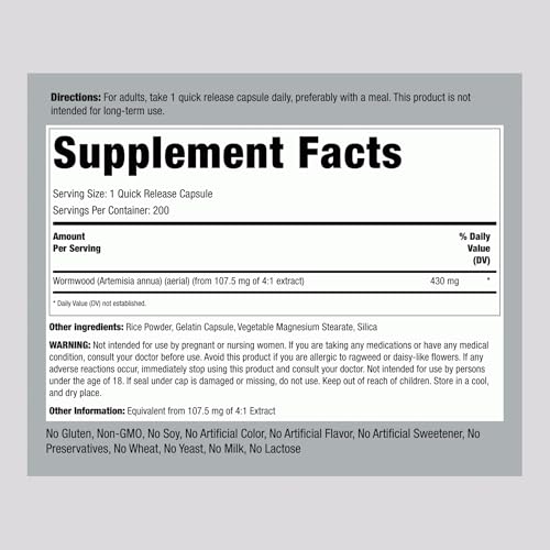 500 mg wormwood extract for wellness