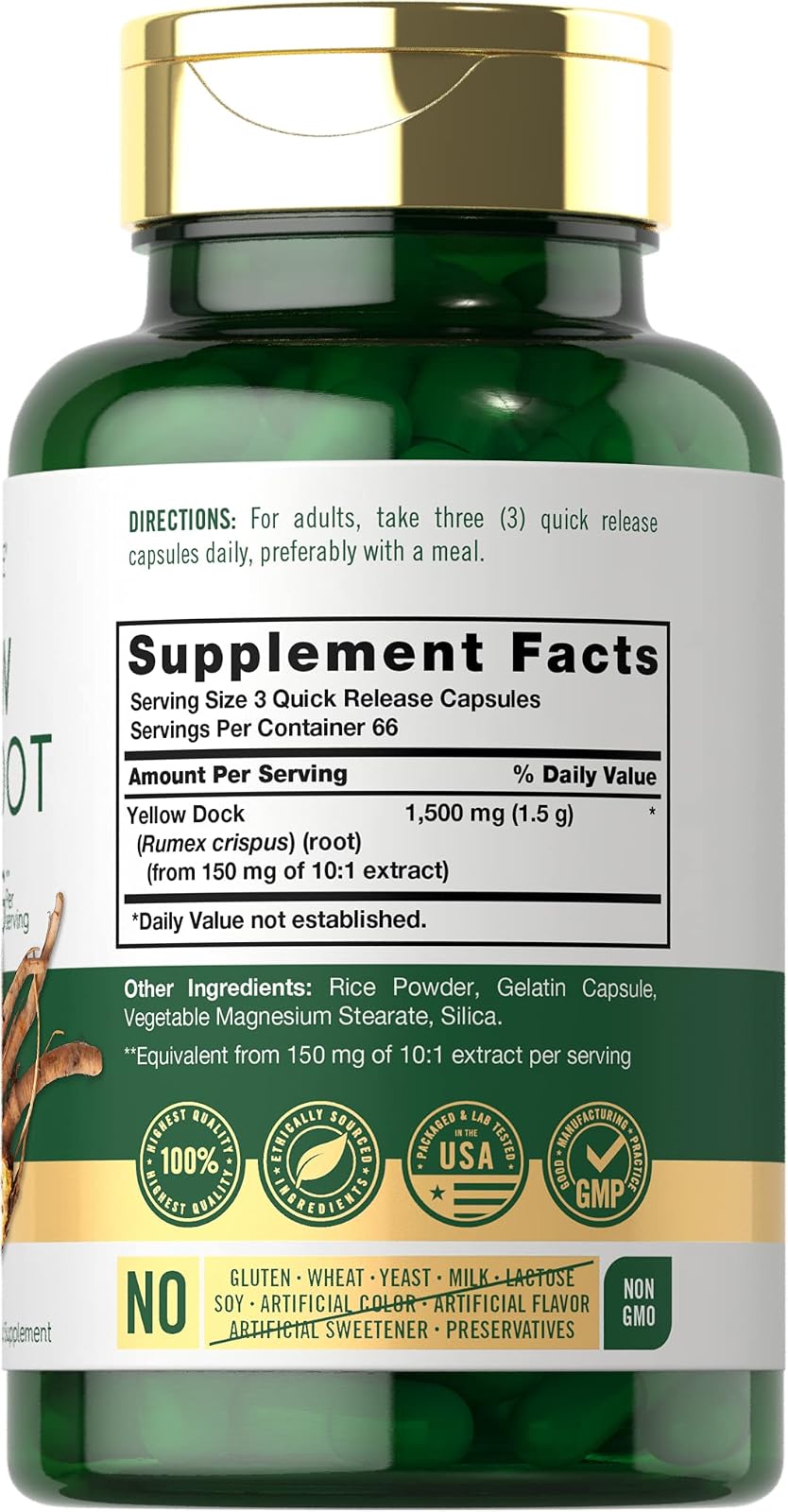 500 mg Yellow Dock supplement