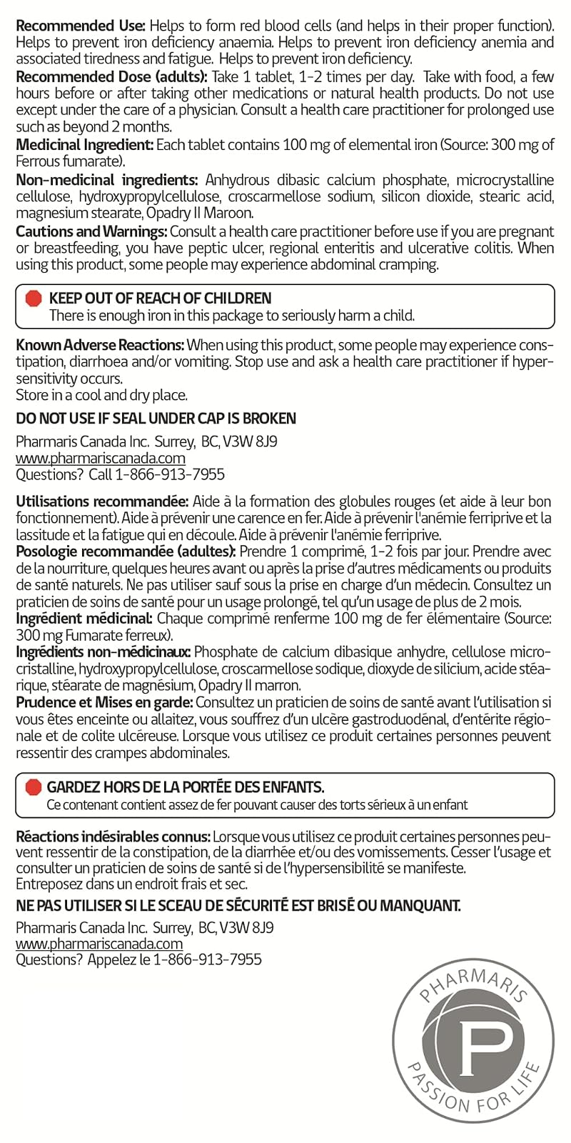 500 tablets of iron supplement