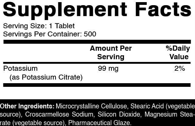 500 tablets of Oxify Potassium supplement