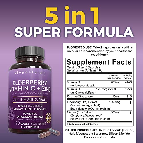 5000 IU D3 elderberry capsules