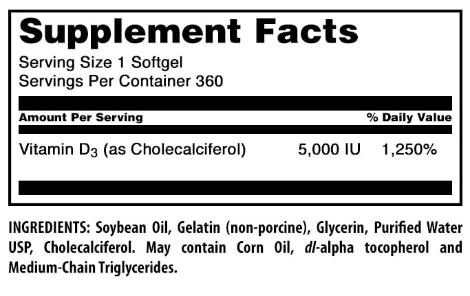 5000 IU vitamin D3 for immunity
