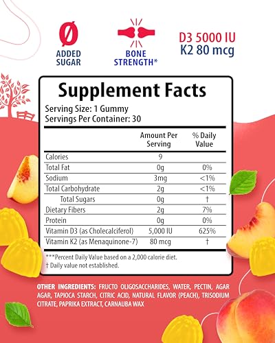 5000 IU vitamin D3 K2 gummies