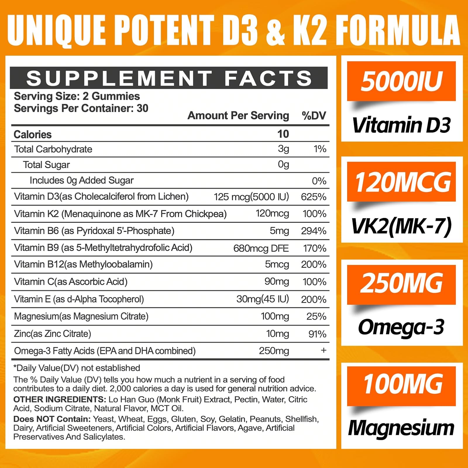 5000 IU vitamin D3 K2 supplement