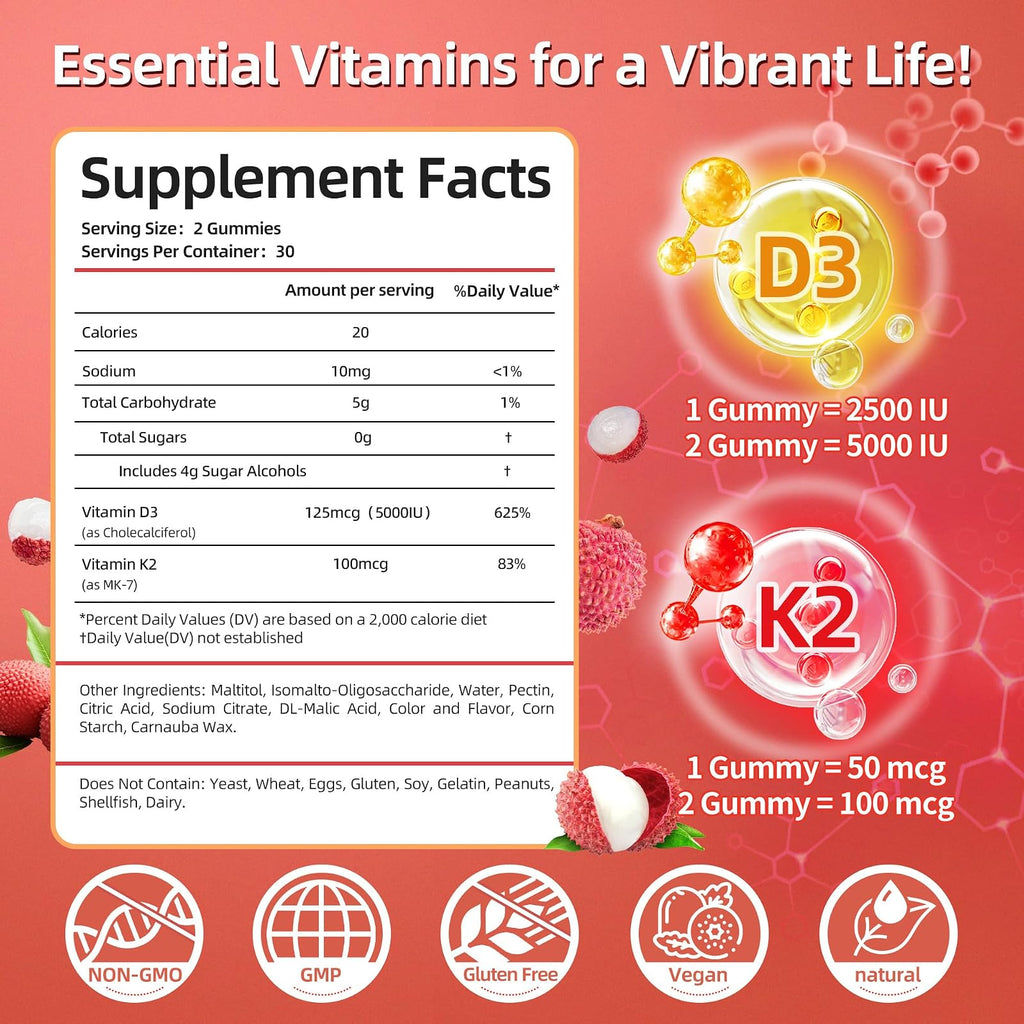 5000 IU vitamin D3 K2 supplements