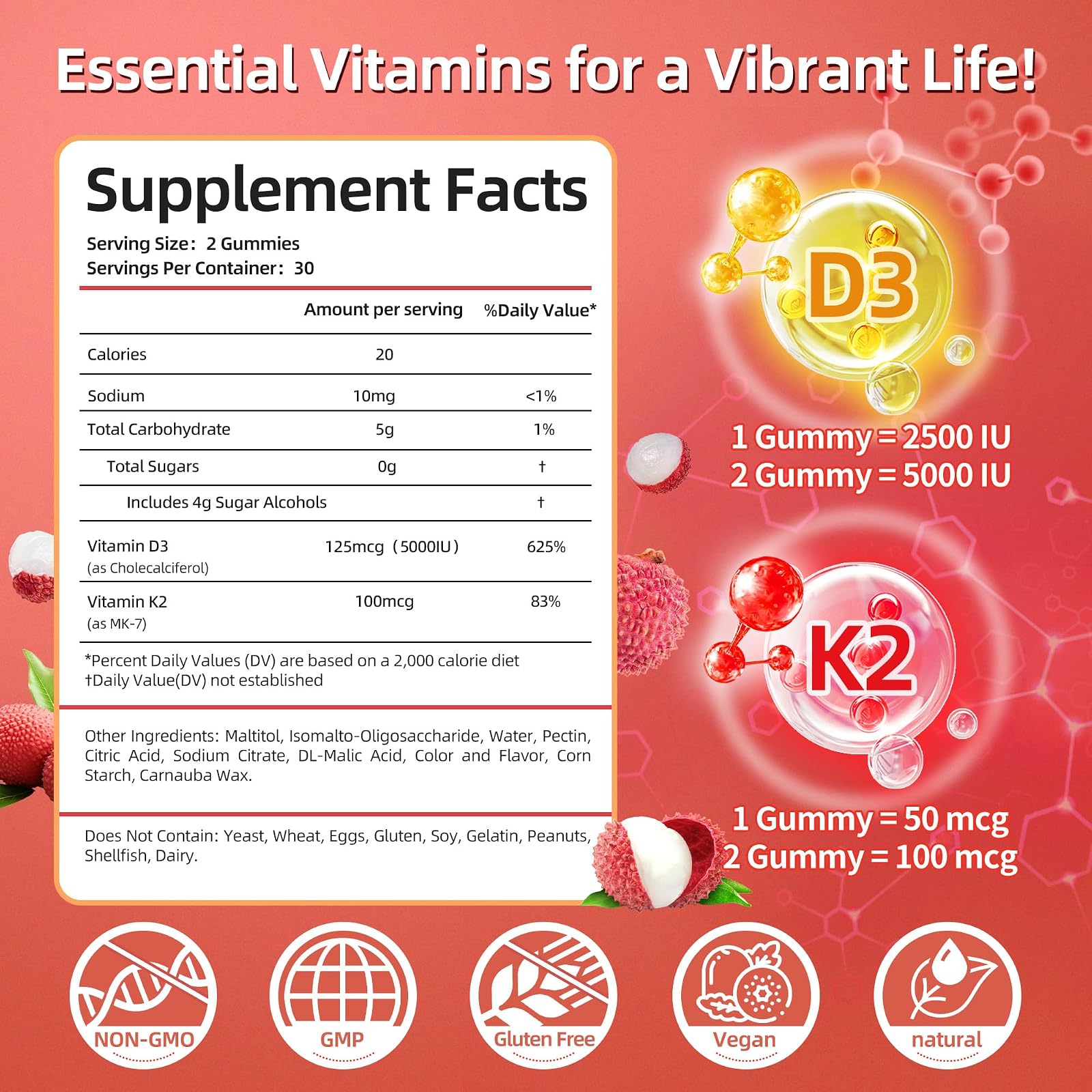 5000 IU vitamin D3 K2 supplements