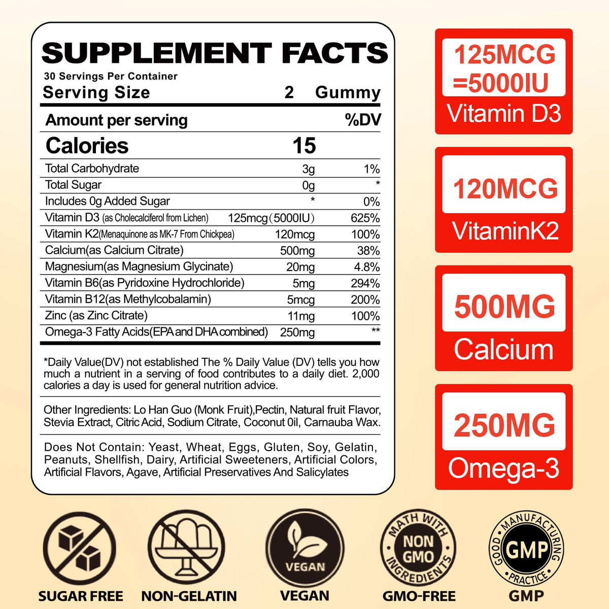 5000 IU Vitamin D3 K2 support