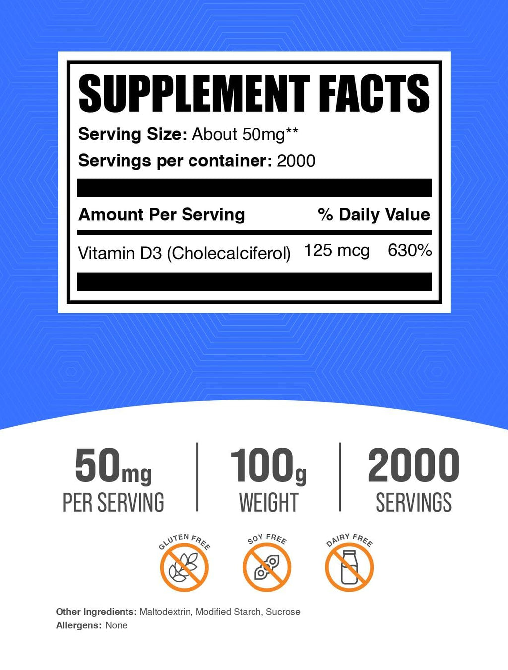 5000 IU vitamin D3 supplement
