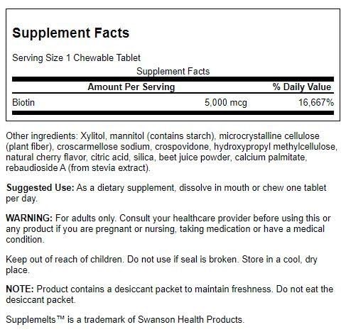5000 mcg Biotin support for healthy skin