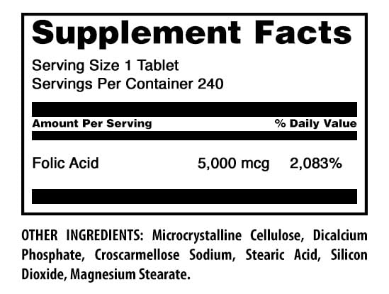 5000 mcg folate supplement benefits