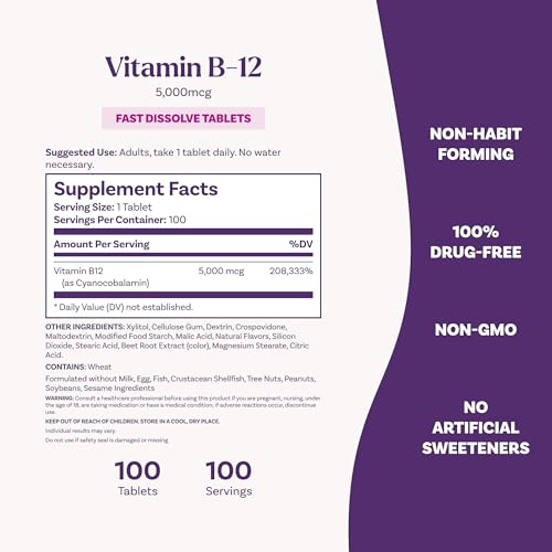 5000 mcg vitamin b12 for energy