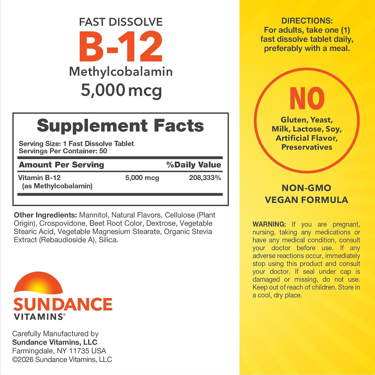 5000 mcg Vitamin B12 for energy