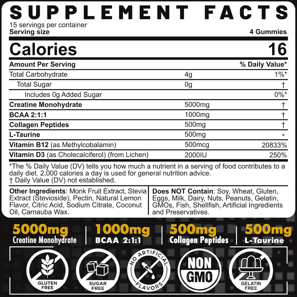 5000 mg creatine gummies for energy