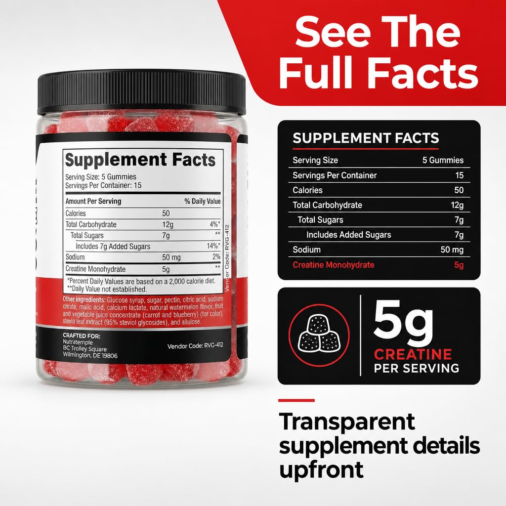 5000 mg creatine monohydrate chews
