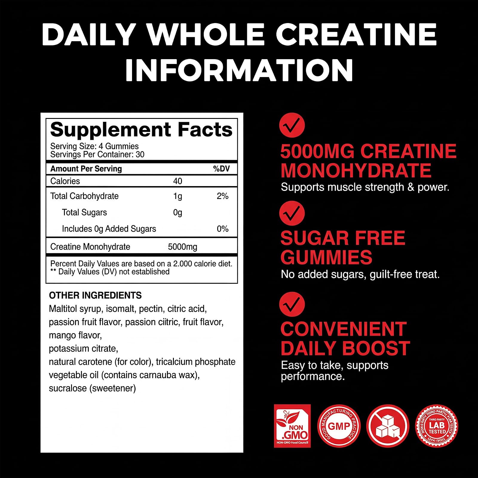 5000 mg creatine monohydrate gummies