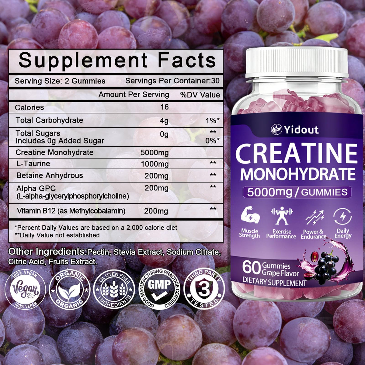 5000 mg creatine monohydrate supplement