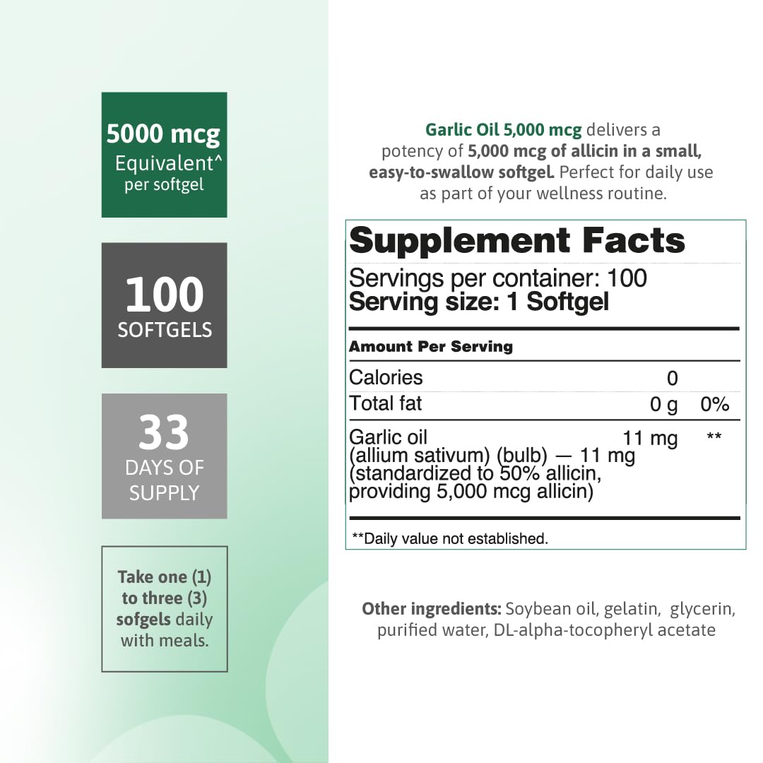 5000 mg garlic softgels for health