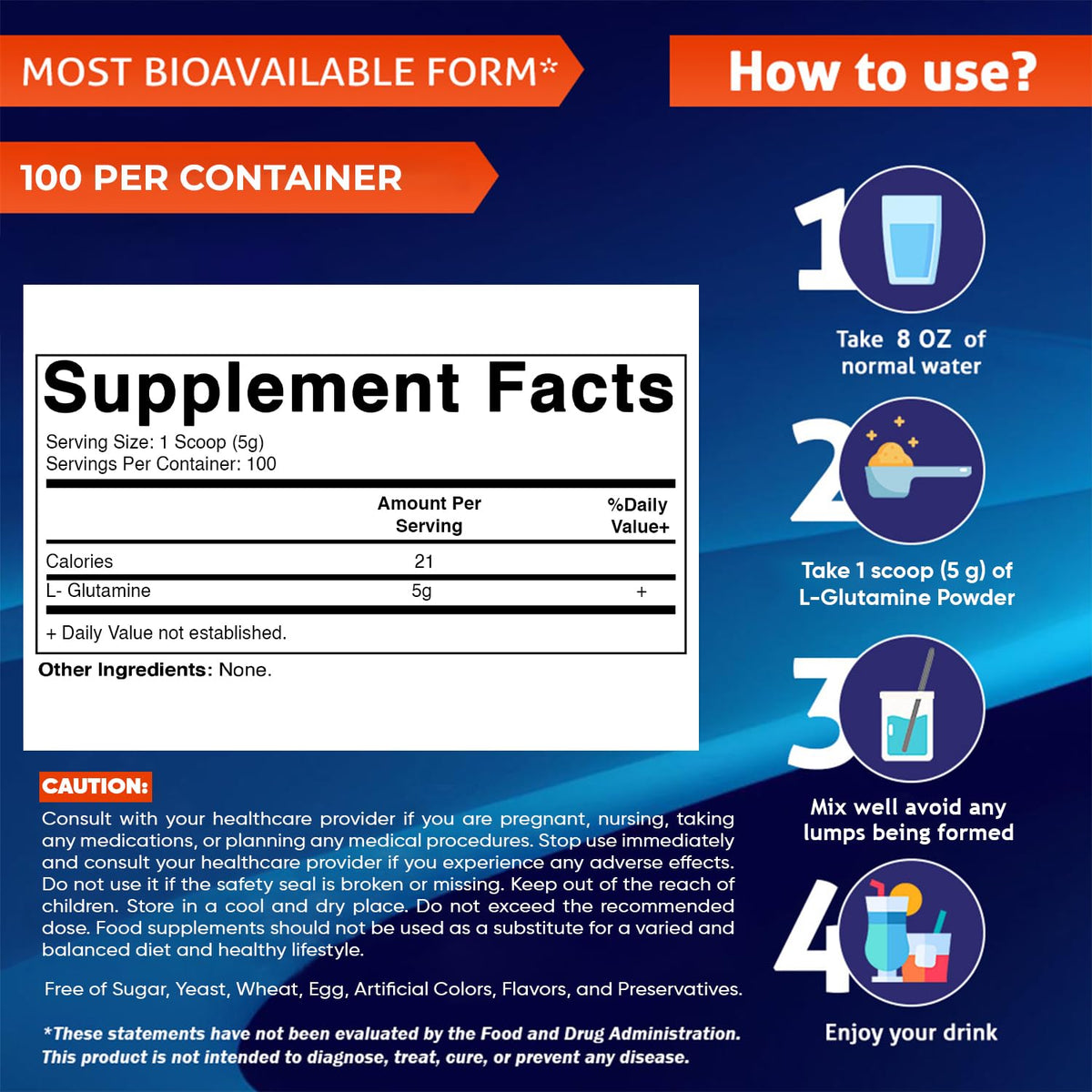5000 mg L-Glutamine for muscle support