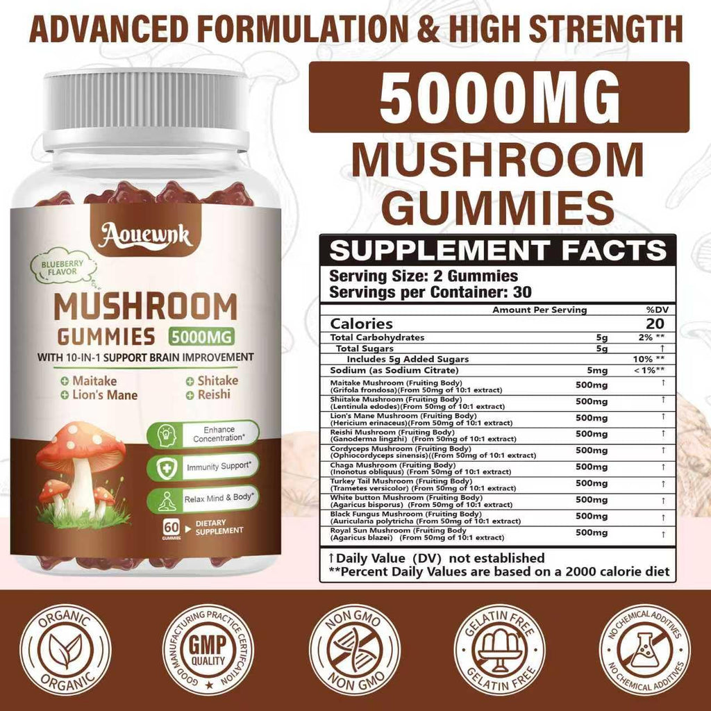 5000 mg mushroom gummies for energy