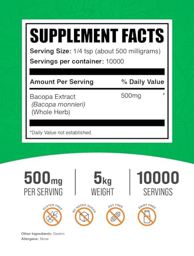 500mg bacopa extract per serving