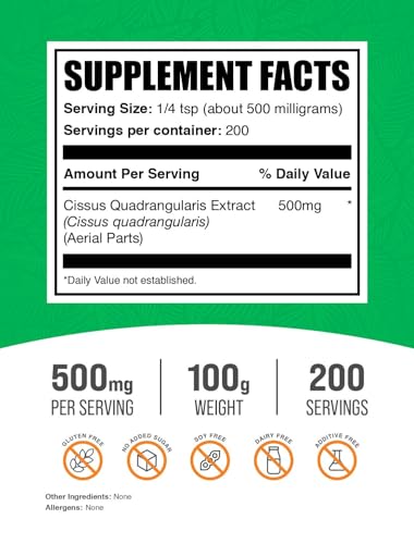 500mg Cissus Quadrangularis per serving