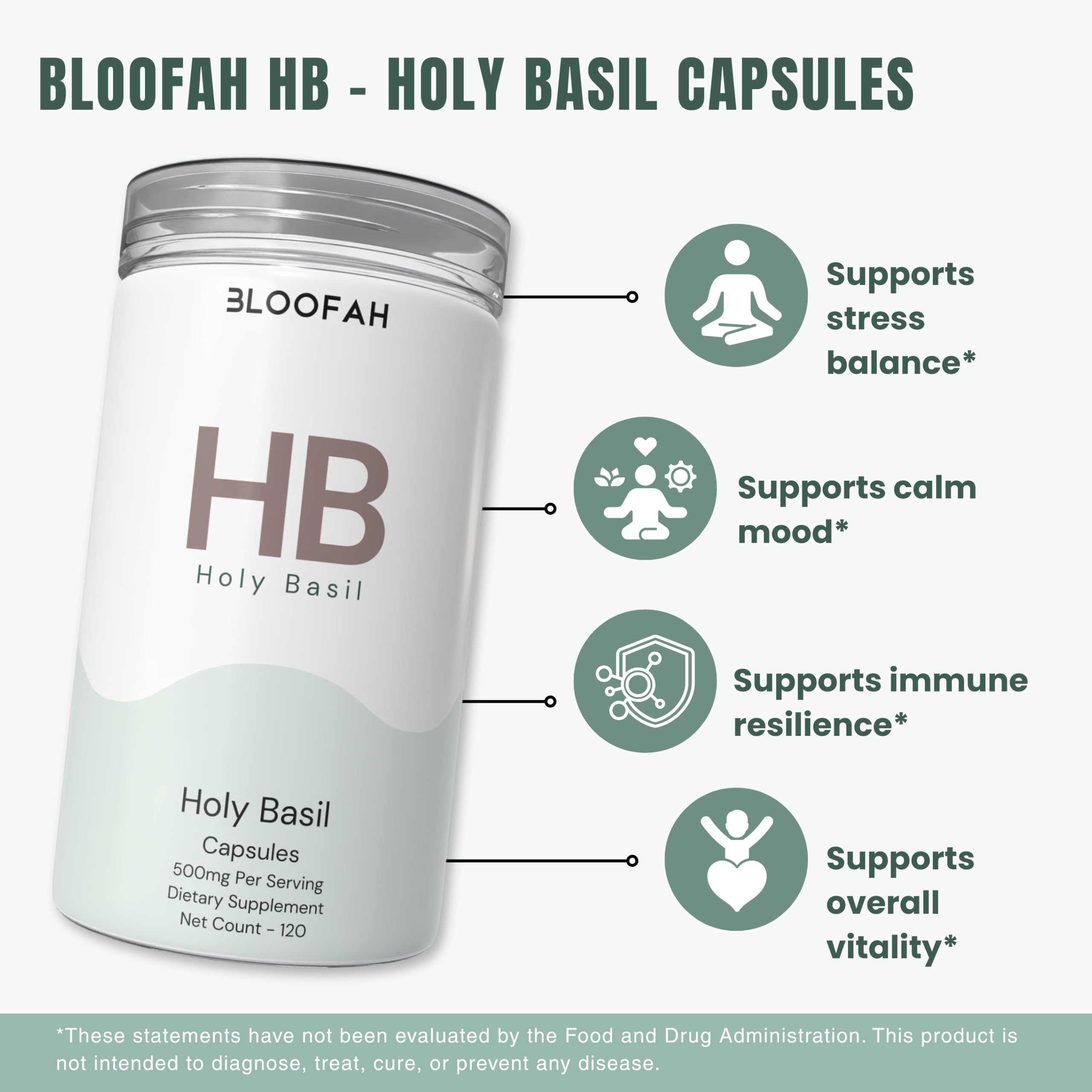 500mg concentrated holy basil capsules