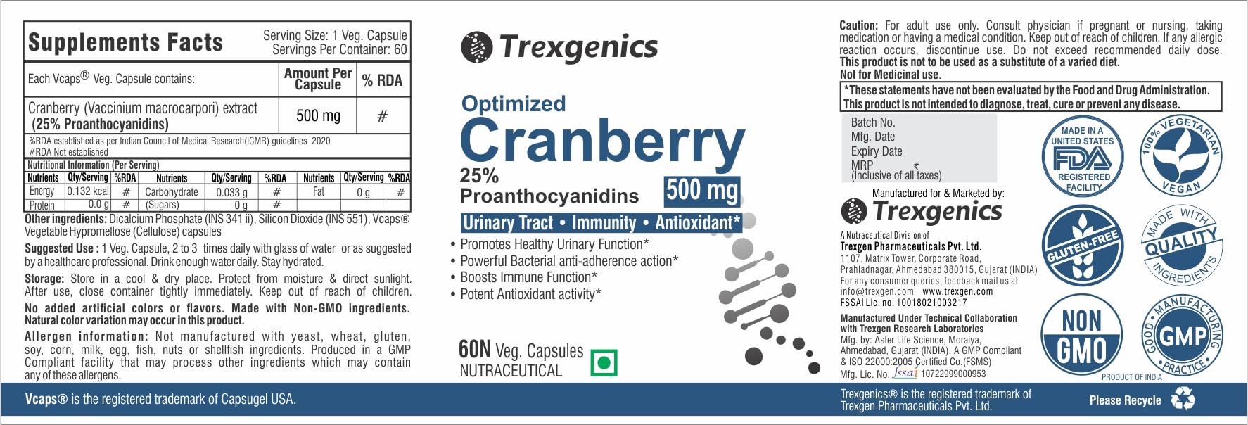 500mg cranberry capsules for antioxidants
