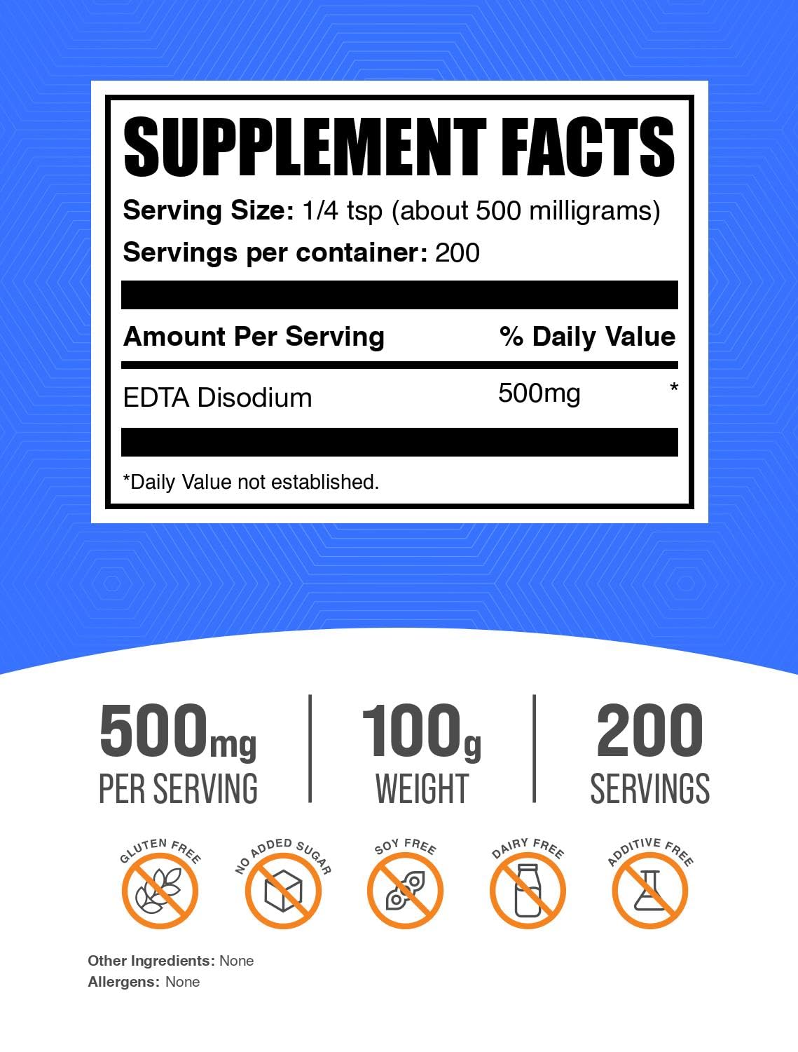 500mg disodium EDTA per serving