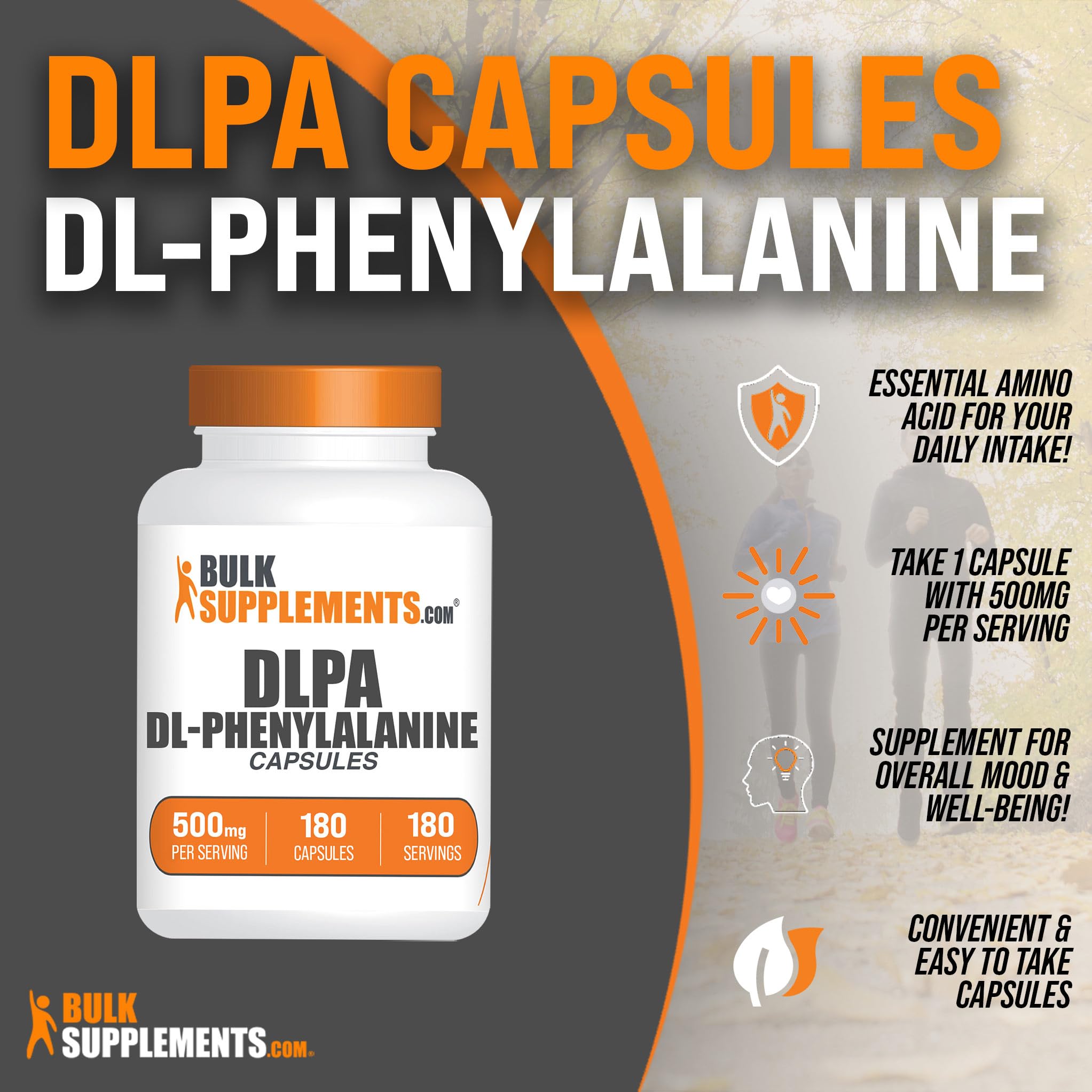 500mg DL-Phenylalanine for energy boost