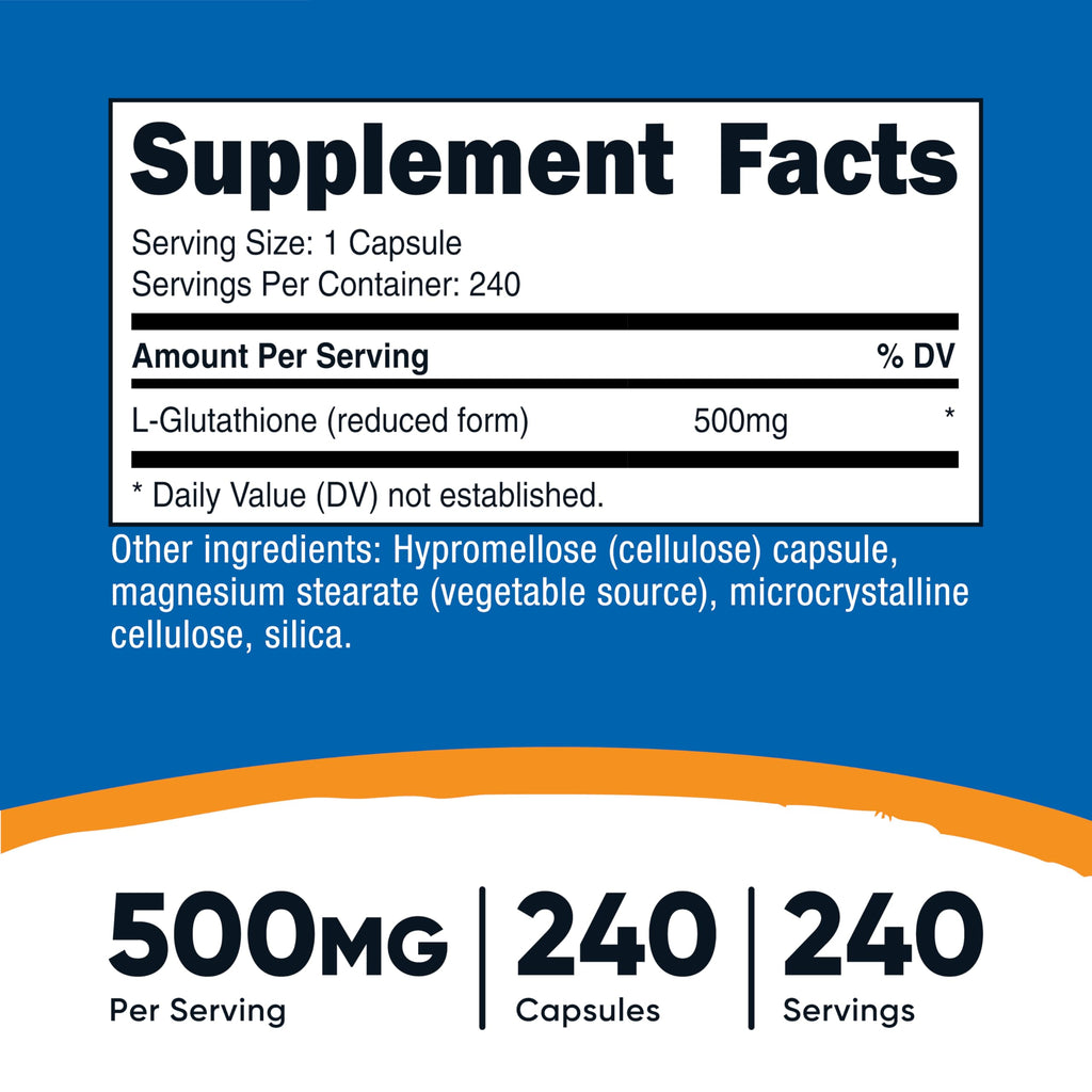 500mg glutathione capsules for antioxidant boost