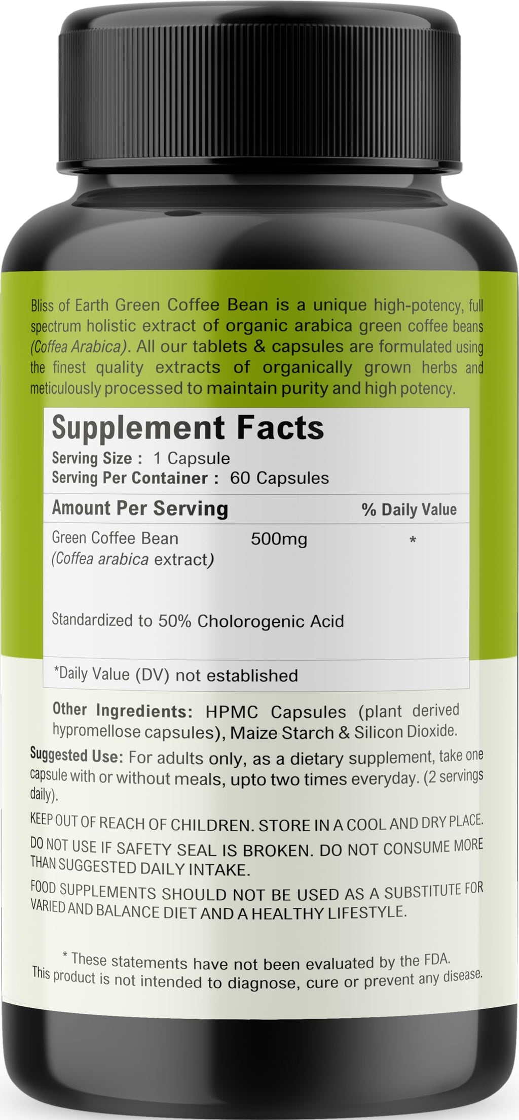 500mg green coffee bean capsules