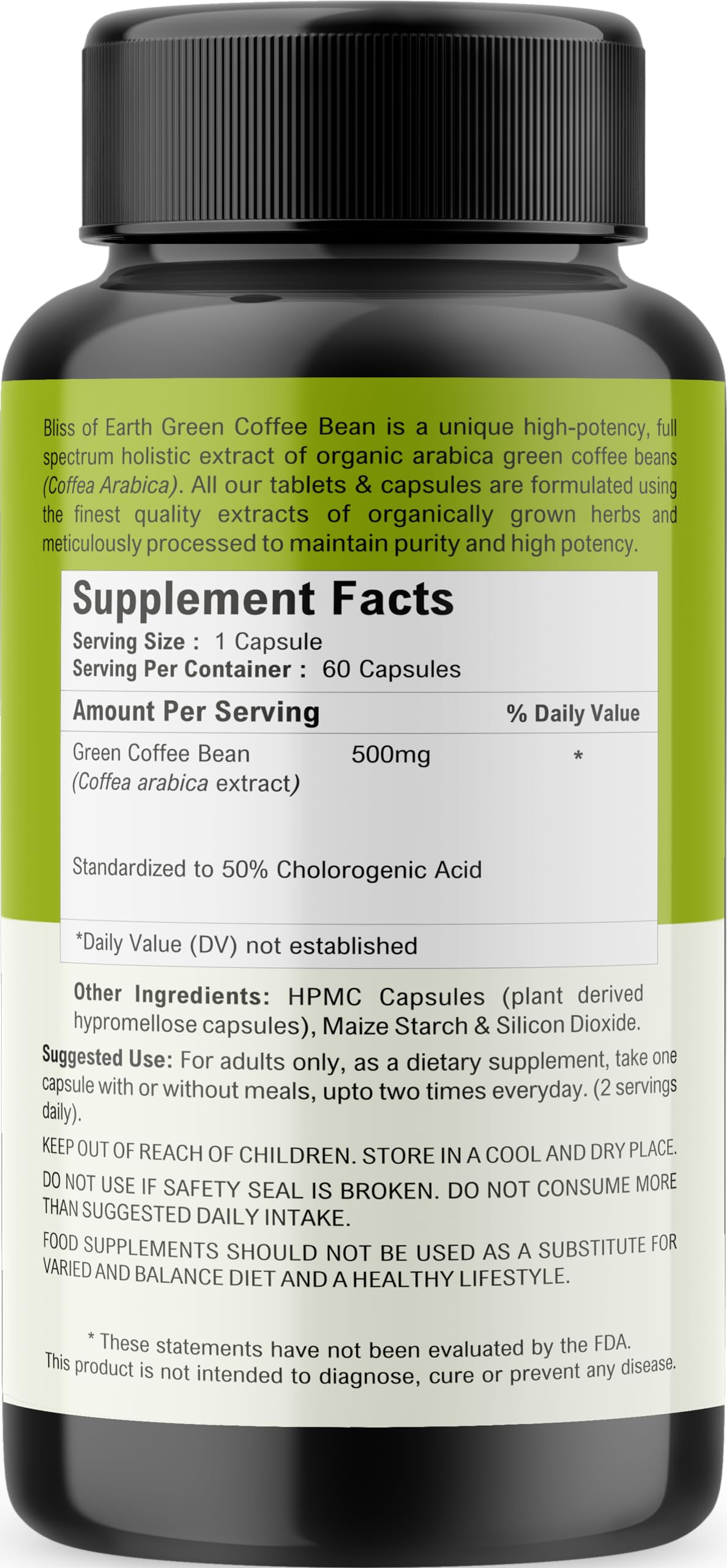 500mg green coffee bean capsules