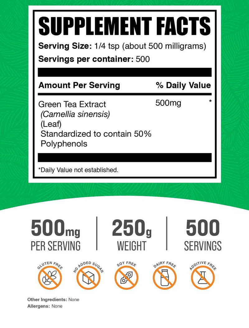 500mg green tea extract per serving