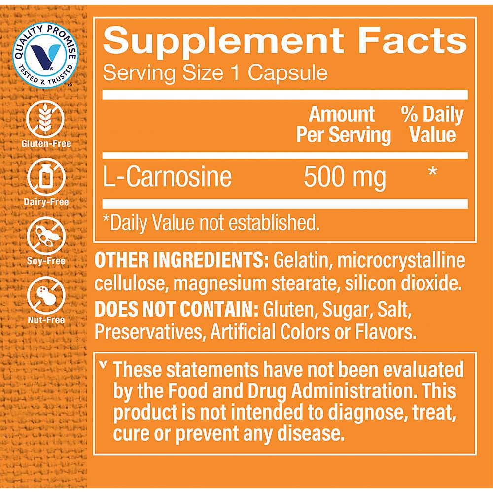 500MG L-Carnosine for cardiovascular wellness