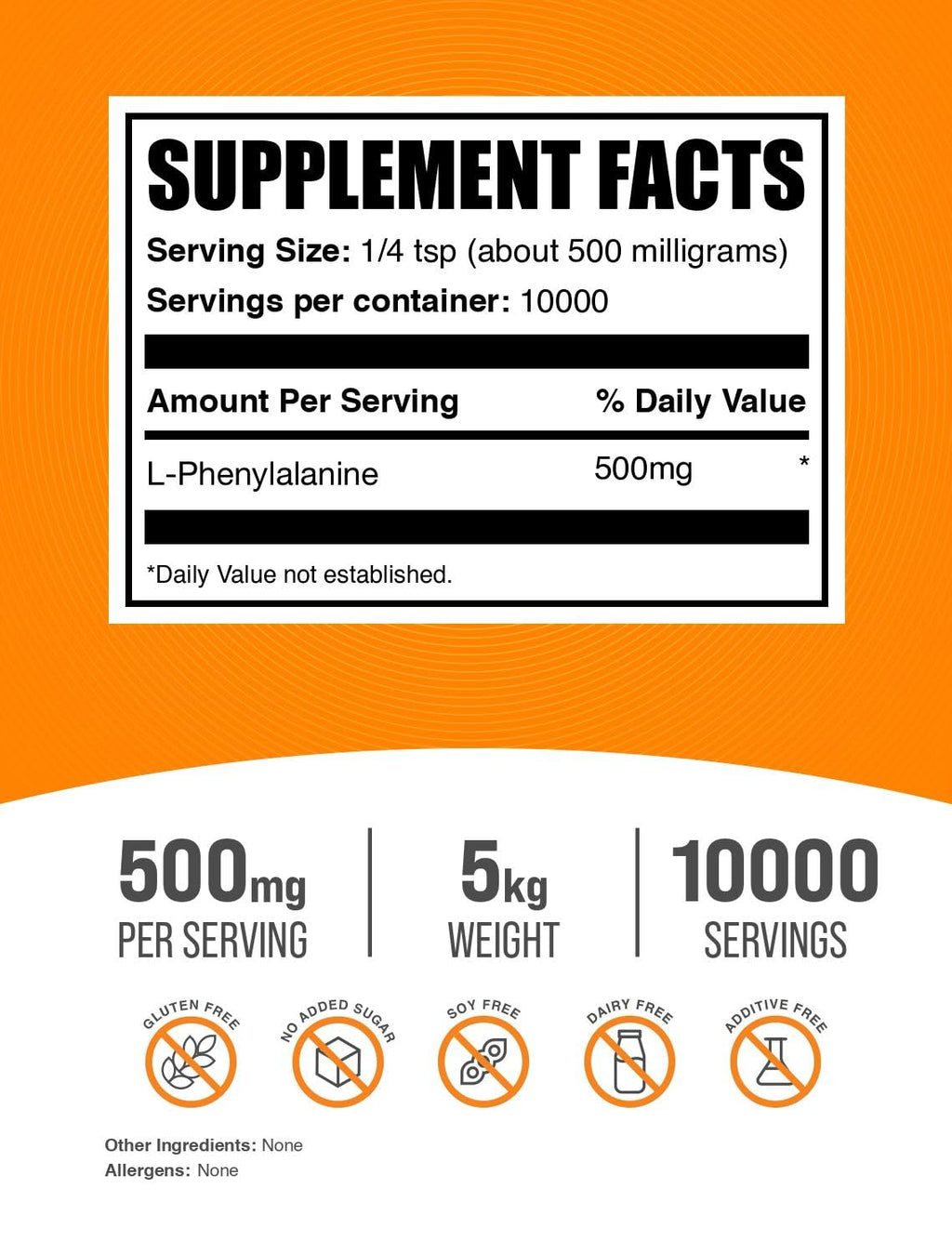 500mg L-Phenylalanine for energy