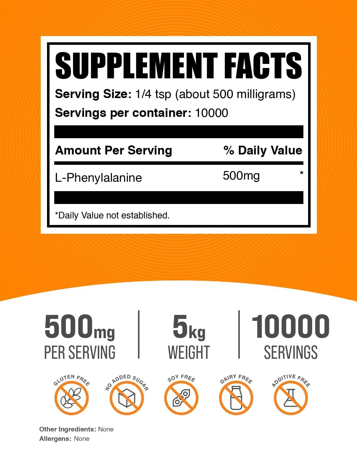 500mg L-Phenylalanine for energy