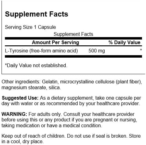 500mg L-Tyrosine for cognitive support