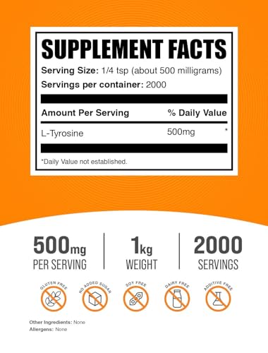 500mg L-Tyrosine per serving benefits
