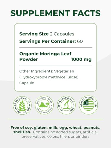 500mg moringa capsules for health