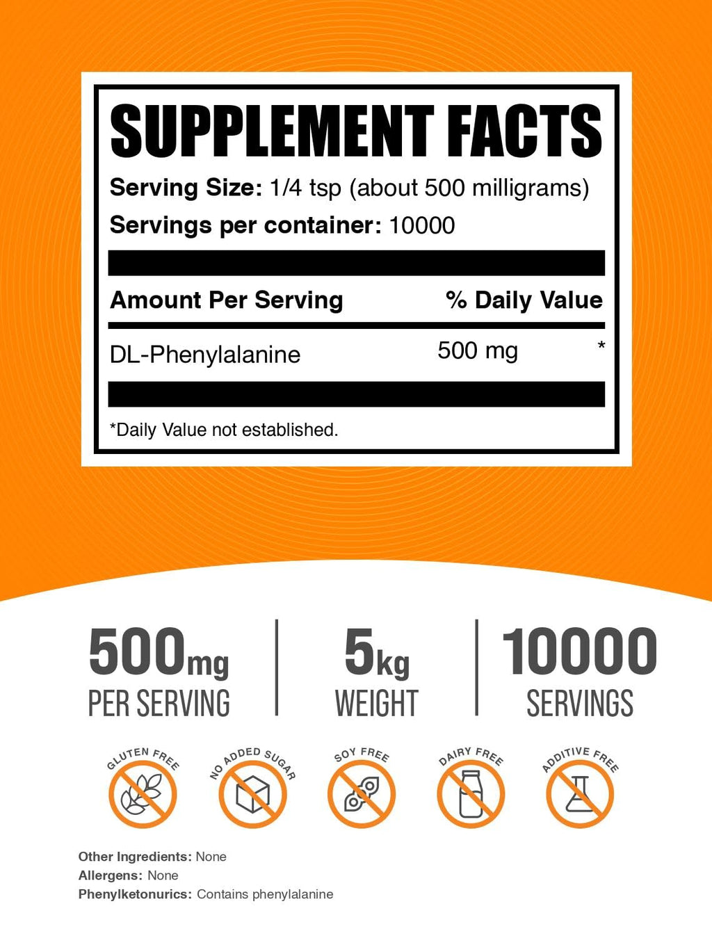 500mg phenylalanine per serving