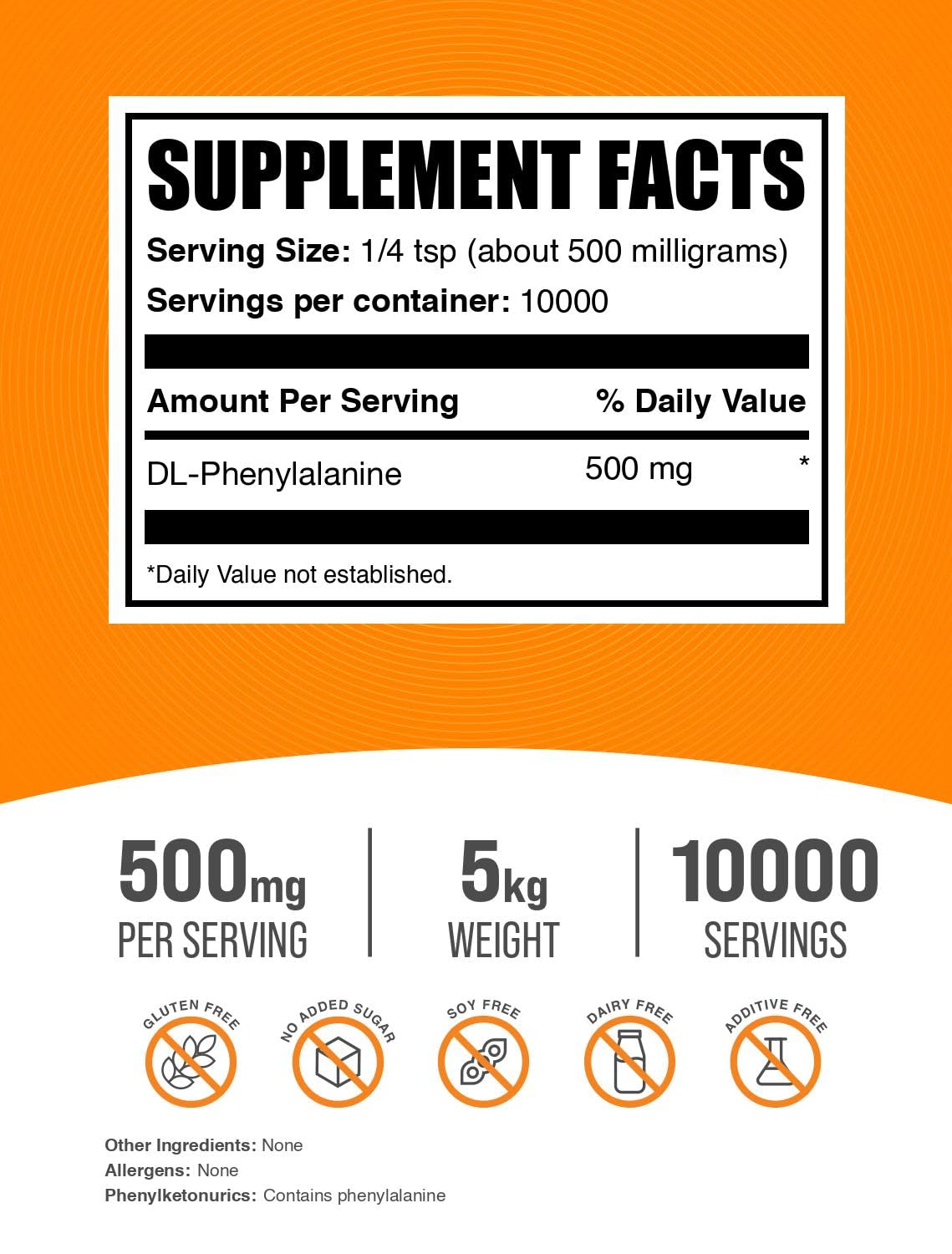 500mg phenylalanine per serving