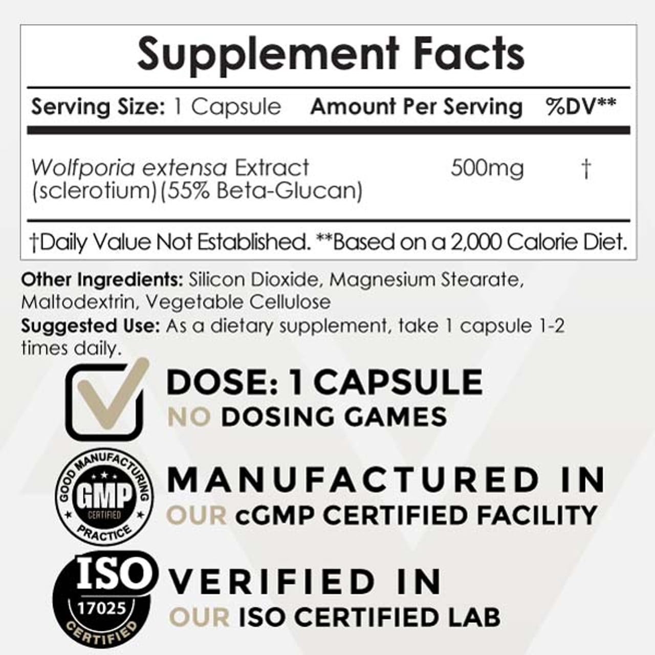 500mg Poria mushroom supplement benefits