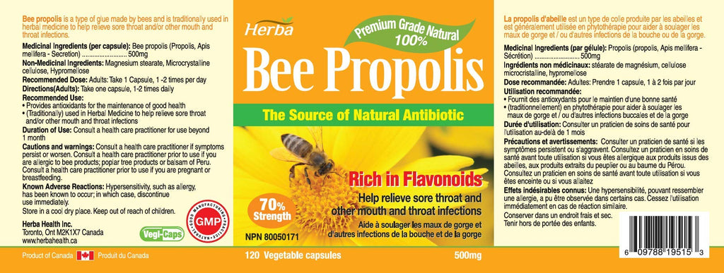 500mg propolis capsules for sore throat