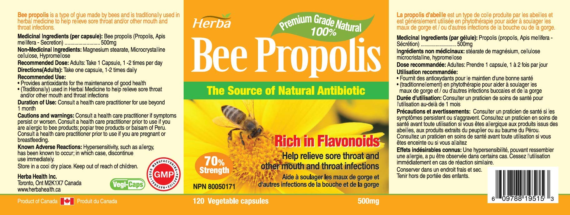 500mg propolis capsules for sore throat